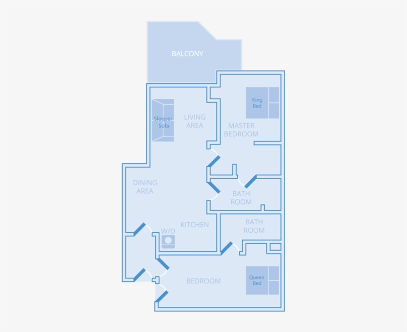Download Transparent 2 Bedroom, 2 Bath Condo Rental - Diagram - PNGkit