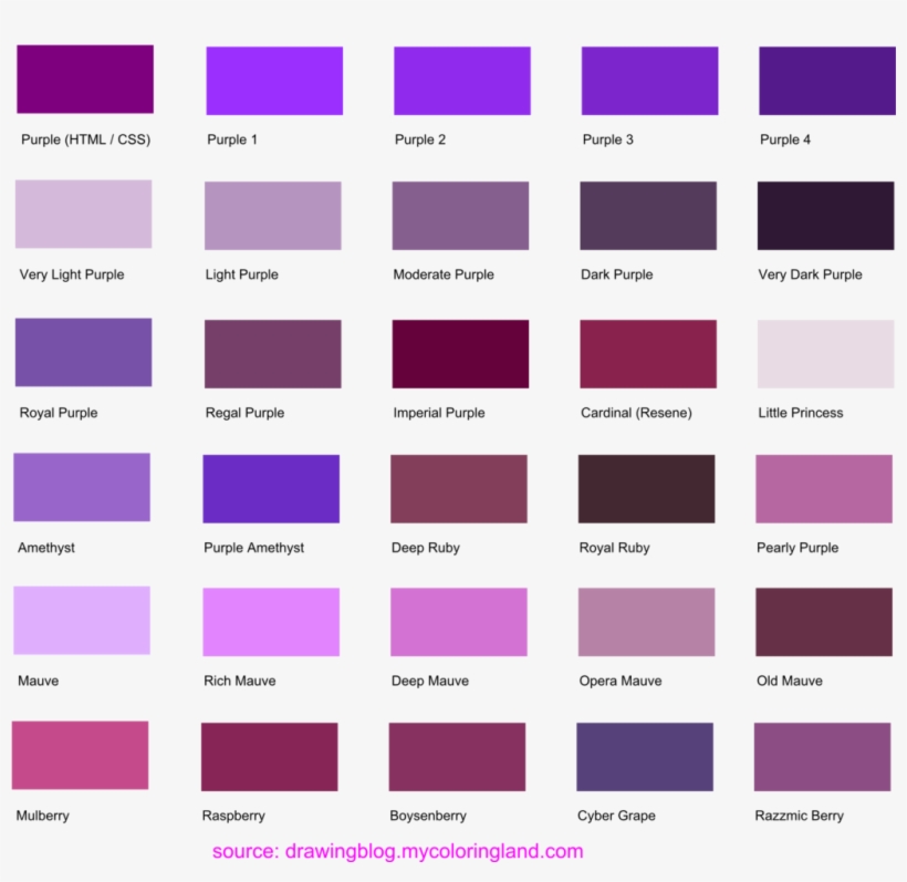 Download Transparent Shades Of Purple Color - Purple Colour Code In ...