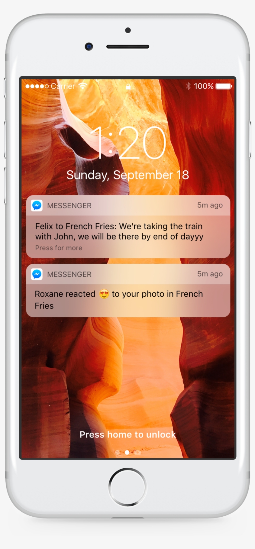 Facebook - Facebook Messenger Reaction Notification - 958x1880 PNG ...