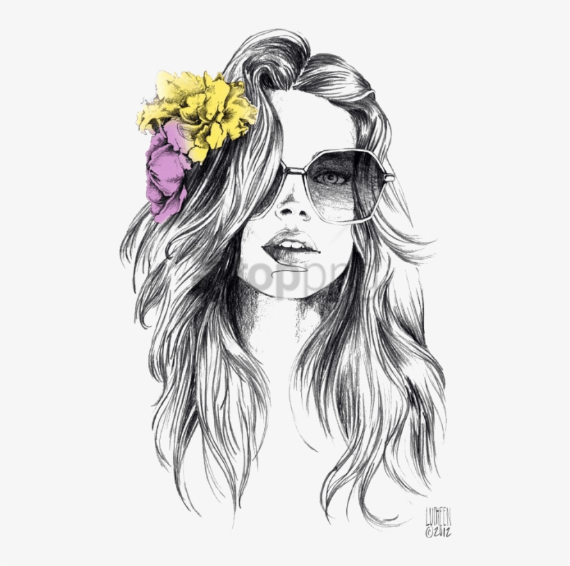 Free Png Flower In Hair Drawing Png Image With Transparent - Flower In ...