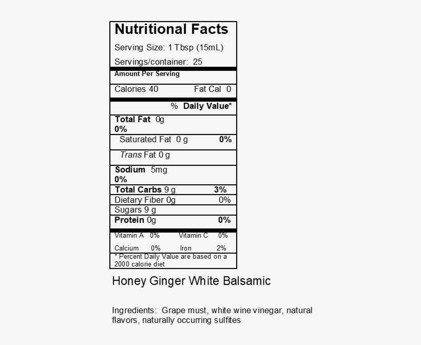 Honey Ginger - Nutrition Facts - 412x613 PNG Download - PNGkit