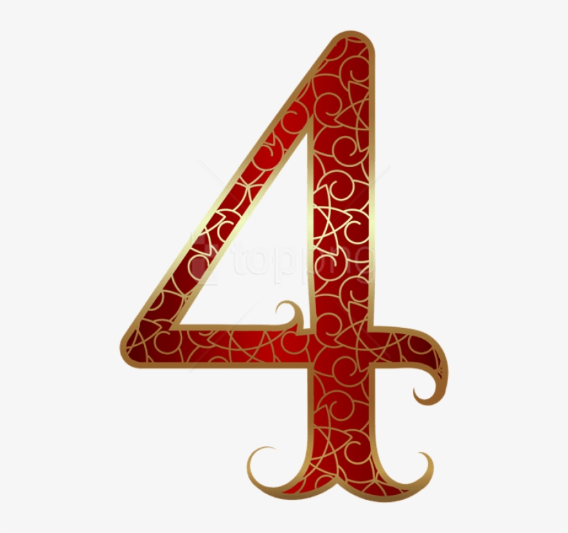 Free Png Gold Red Number Four Png Images Transparent - Red And Gold ...
