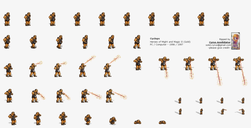 Click For Full Sized Image Cyclops - Heroes 3 Sprites - 1455x680 PNG ...