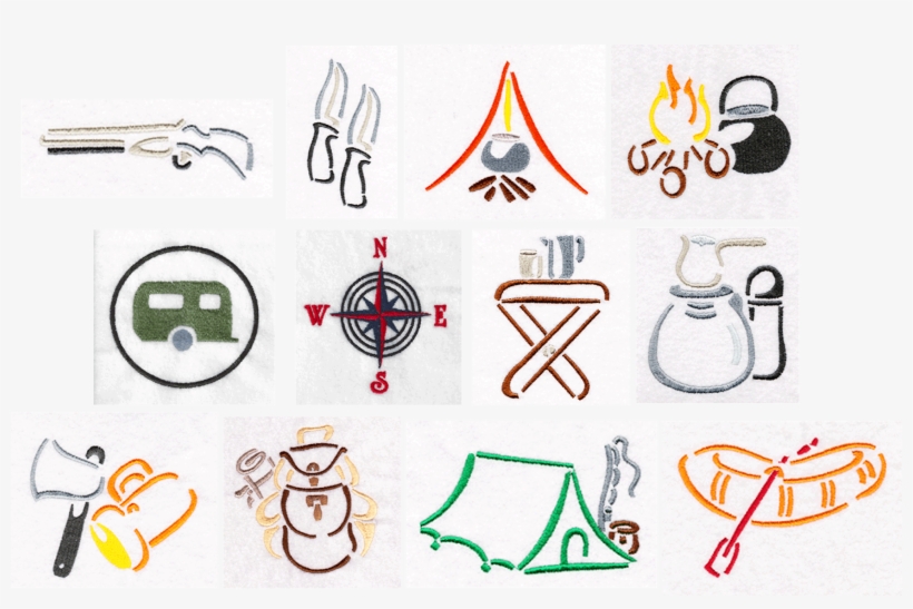 Camping Embroidery Designs - 2259x1398 PNG Download - PNGkit