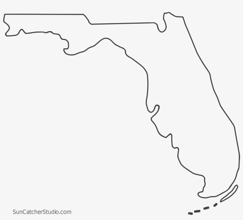 Free Florida Outline Thin Border, Cricut Design Or - Line Art ...