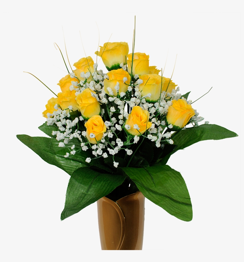 Download Transparent Yellow Roses With Baby's Breath - Rose - PNGkit