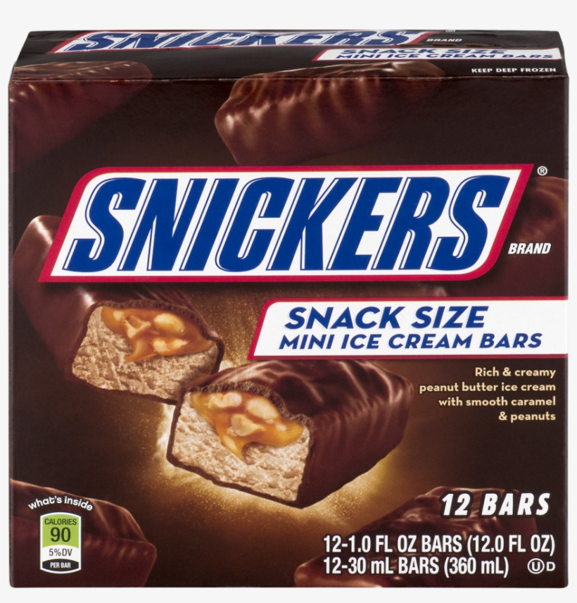 Snickers Mini Ice Cream Bars, 1 Fl Oz, 12 Ct - Snickers - 1000x1000 PNG ...