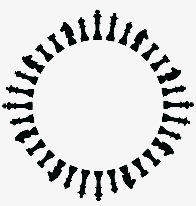 Free Clipart Of A Round Frame Of Chess Pieces In Black - Chess Pieces ...