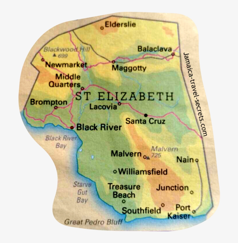 Download Transparent Map Of Black River St Elizabeth - Atlas - PNGkit