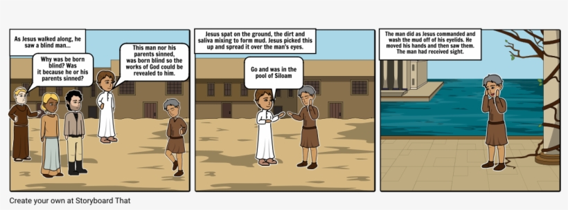 Jesus Gives A Man Sight - Comics - 1164x385 PNG Download - PNGkit