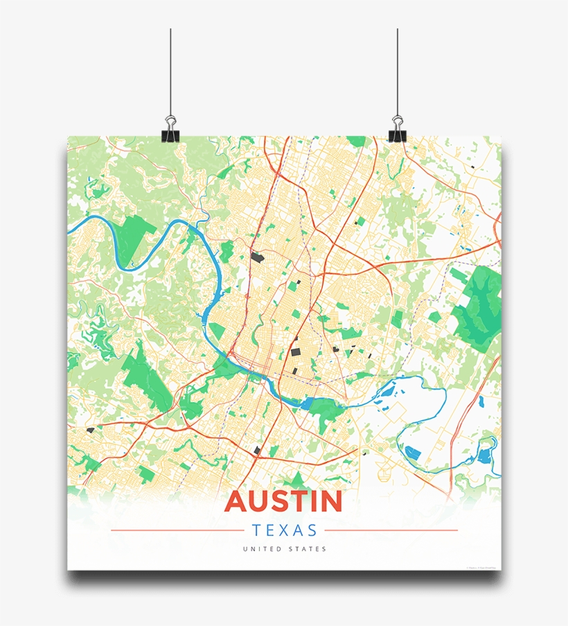Premium Map Poster Of Austin Texas - Atlas - 683x1024 PNG Download - PNGkit