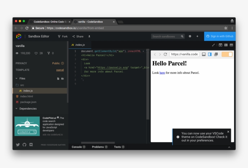 Codesandbox Full Javascript Project - Operating System - 1260x794 PNG ...