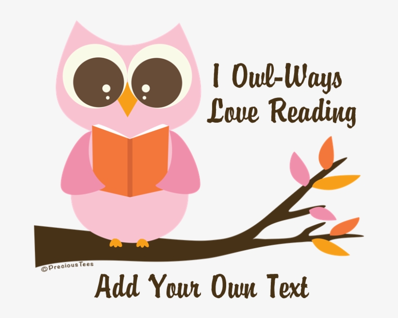 Custom Reading Owl Pink Banner - Cute Owl Reading - 700x700 PNG ...