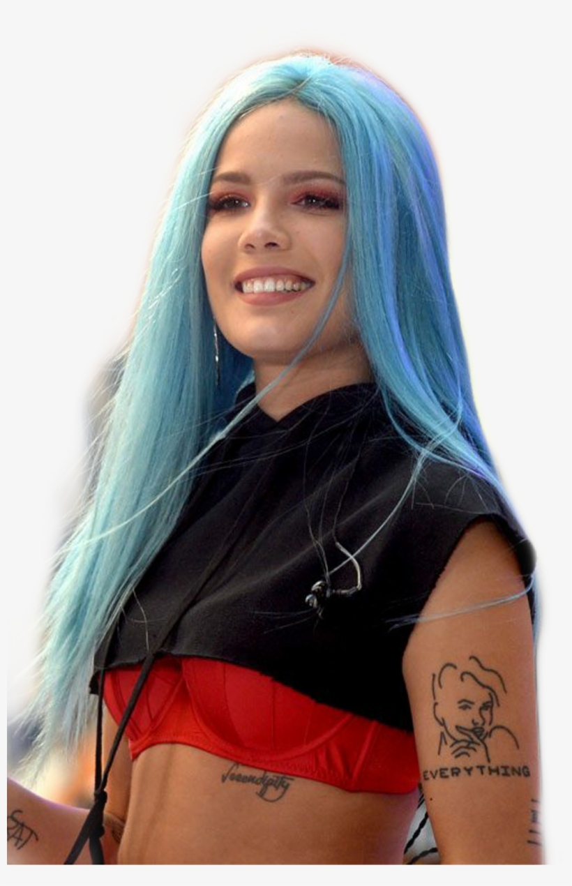 Download Transparent Halsey Sticker - Halsey Long Blue Hair - PNGkit