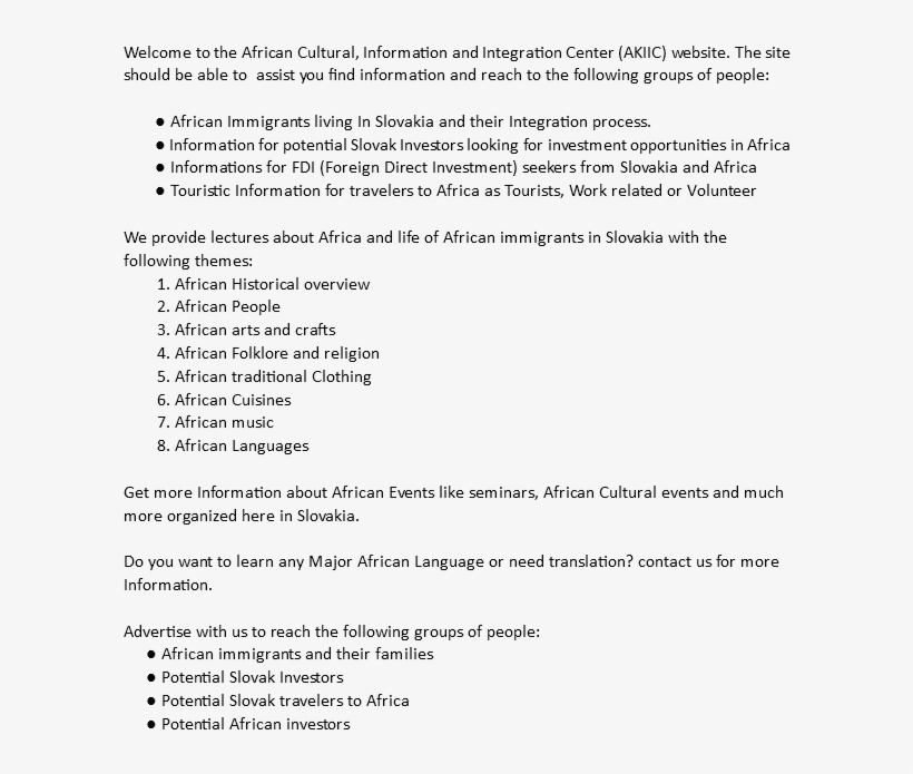 Welcome To The African Cultural, Information And Integration ...