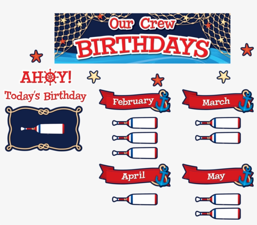Tcr8896 Nautical Our Crew Birthdays Mini Bulletin Board - Nautical Our ...