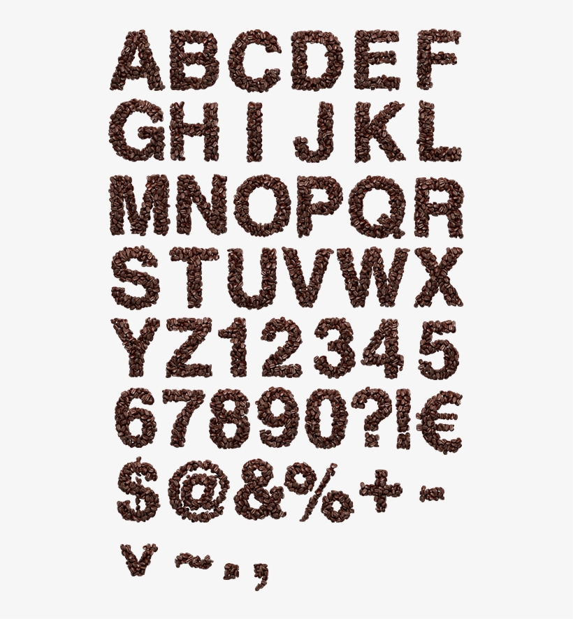 Coffee Beans Font Alphabet - Block Letters - 525x824 PNG Download - PNGkit