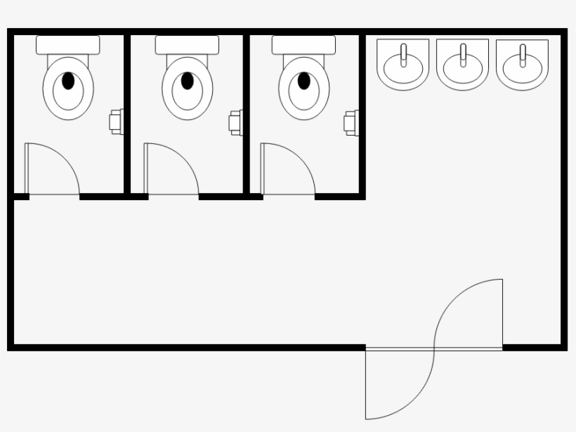 Simple Restroom - Line Art - 877x616 PNG Download - PNGkit