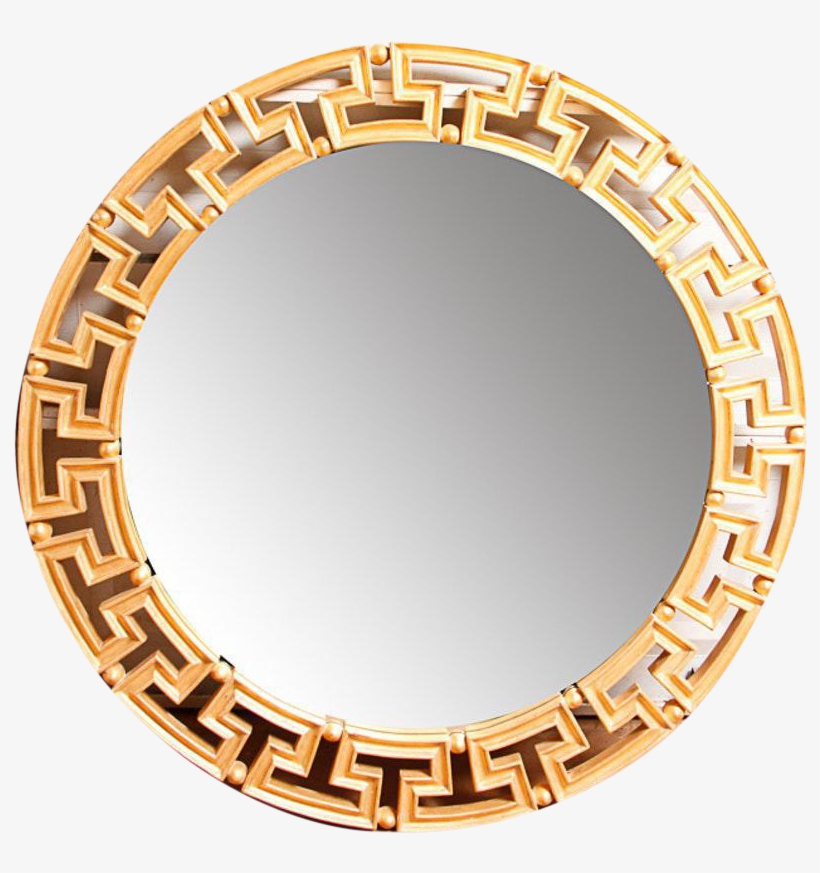 Glam Gold Greek Key Round Wall Mirror On Chairish - Gold Greek Key Wall ...