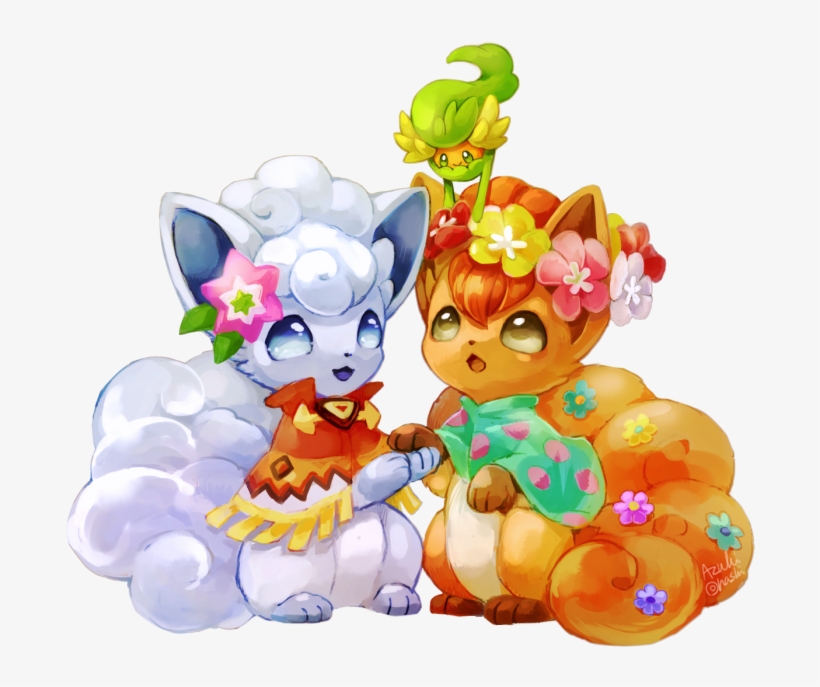 🌸alolan Vulpix💠 & ️kanto Vulpix🌺 Meet ⚜️comfey🍀 - Alolan Vulpix And ...