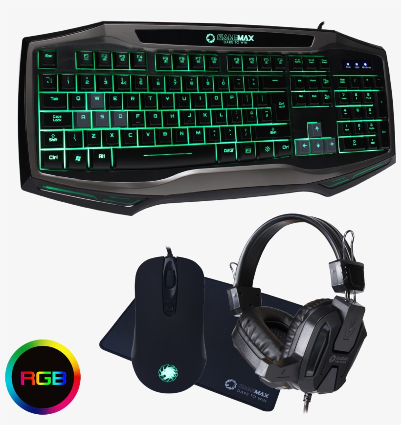 Gamemax Raptor Keyboard Mouse Headset Mouse Mat Kit - 1200x1200 PNG ...
