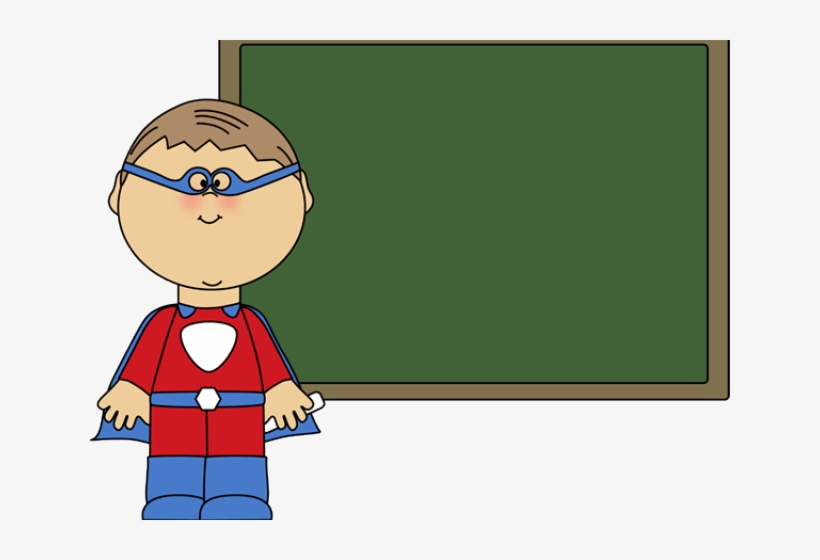 Superhero Boy At Chalkboard Clip Art - Super Hero School Clip Art ...