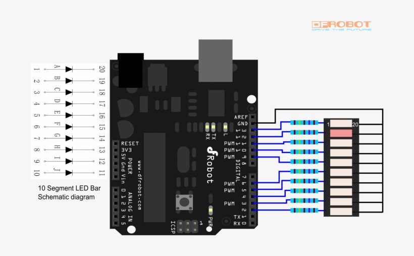 10 Segment Led Bar Graph Connection - 10 Segment Led Arduino - 700x466 ...