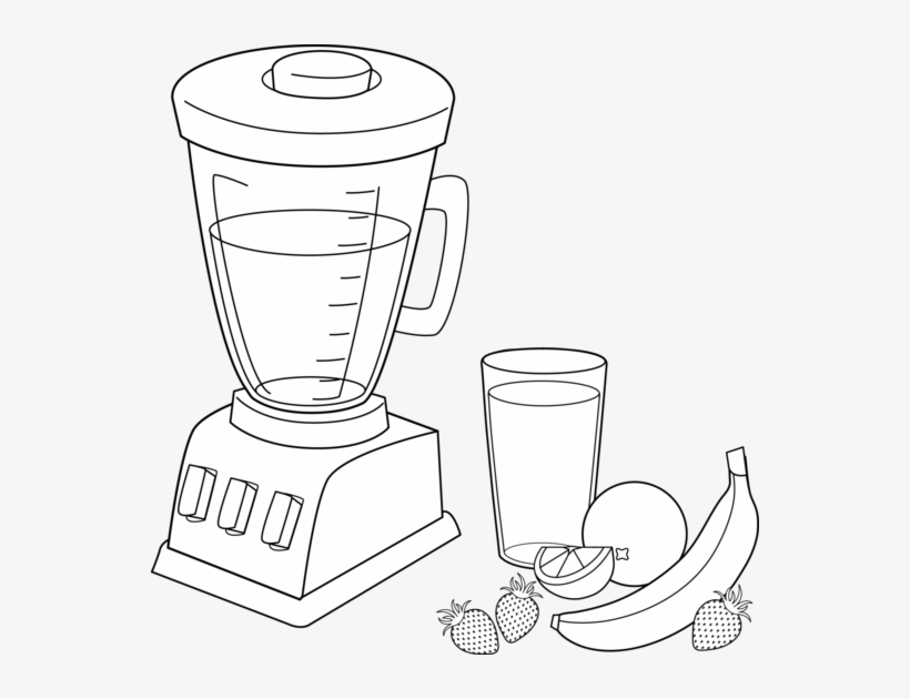 Blender Fruit Smoothie Colorable - Blender Coloring Page - 548x550 PNG ...