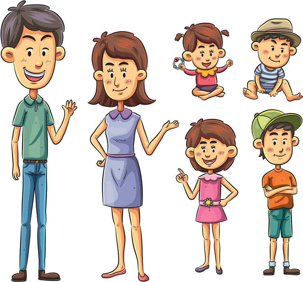 Download Cartoon Family Drawing Illustration - Family Character Vector ...