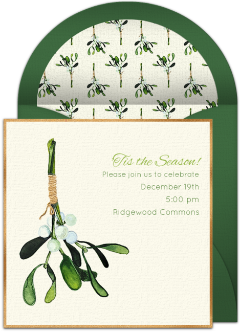 Download Customizable, Free Mistletoe Watercolor Online Invitations - Jasmine - Full Size PNG ...