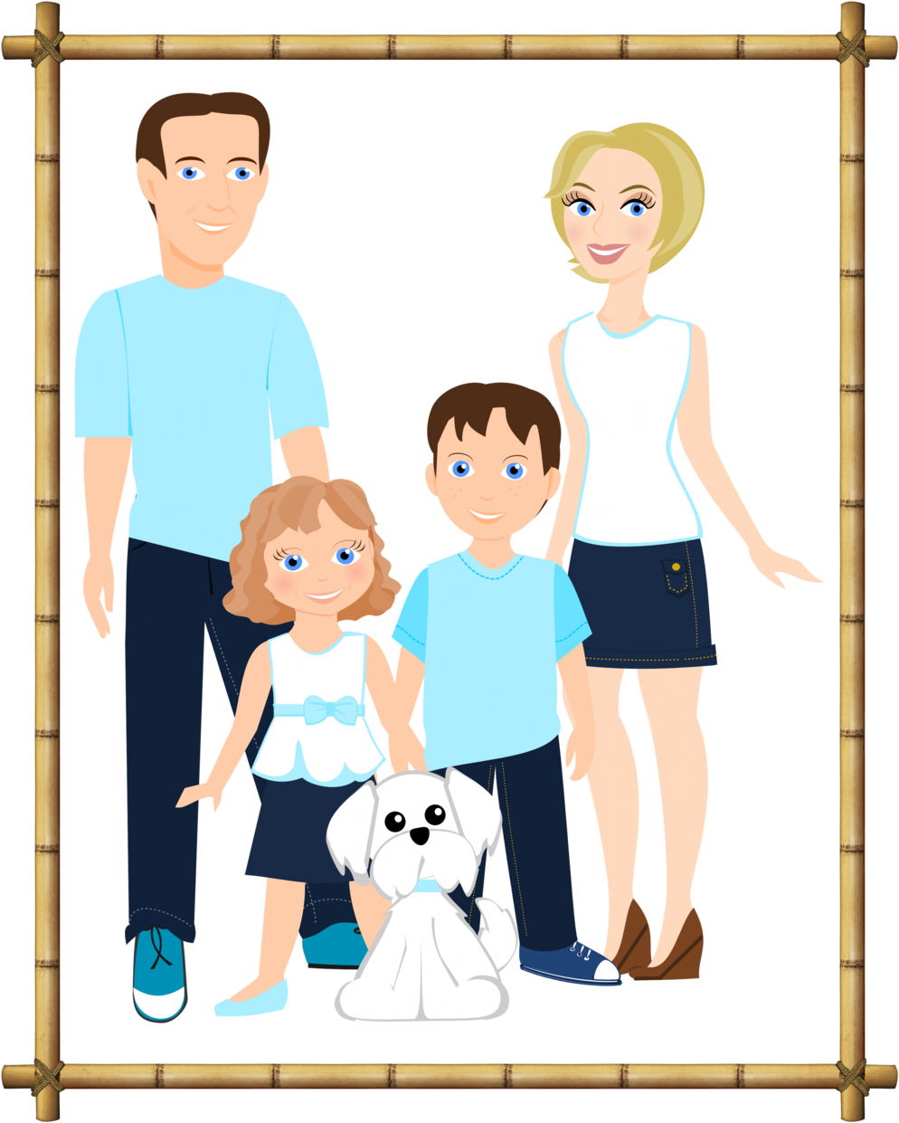 Family Of Five Cartoon Image