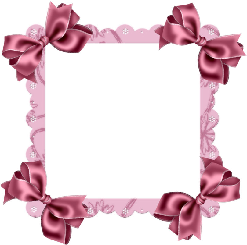 Download Pink Transparent Frame With Bow - Sky Blue Flower Border ...