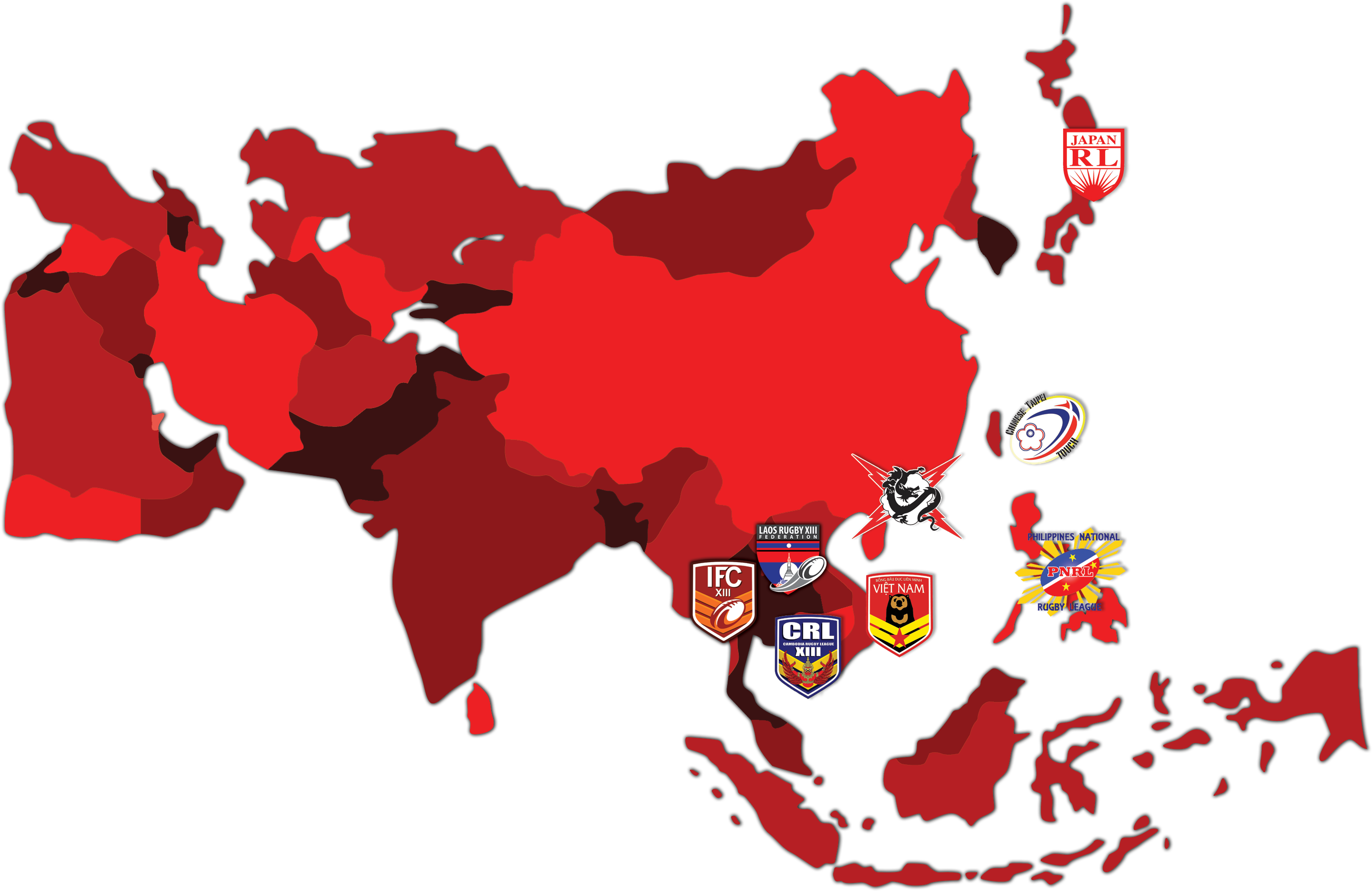 Download Asean Rugby League Association Members - Asia Blue Map - Full ...