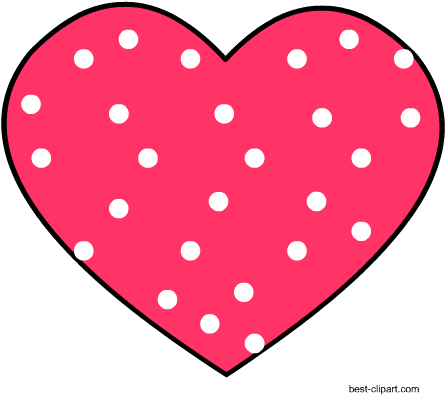 Download Clip Art Image Of Pink Heart With White Polka Dots - Heart ...