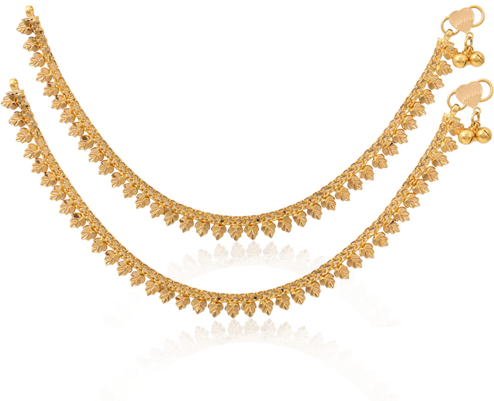Download Glorious Gold Leaves Anklet - Red Stone Necklace And Earring ...
