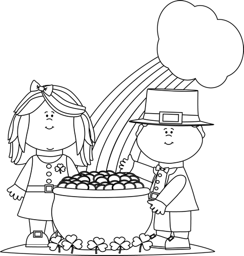 Download Black And White Saint Patrick's Day Children Clip Art - Black ...