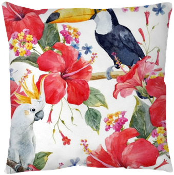 Download Watercolor Tropical Floral Vector Pattern Throw Pillow ...