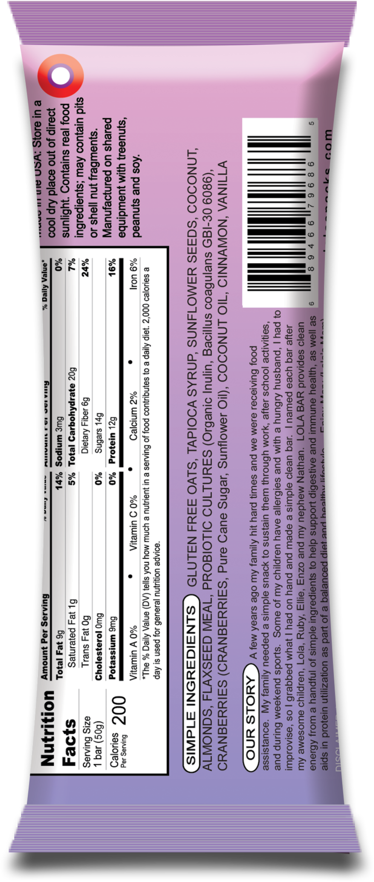 Download Probiotic Protein Bar Cranberry Almond - Protein Bar - Full ...