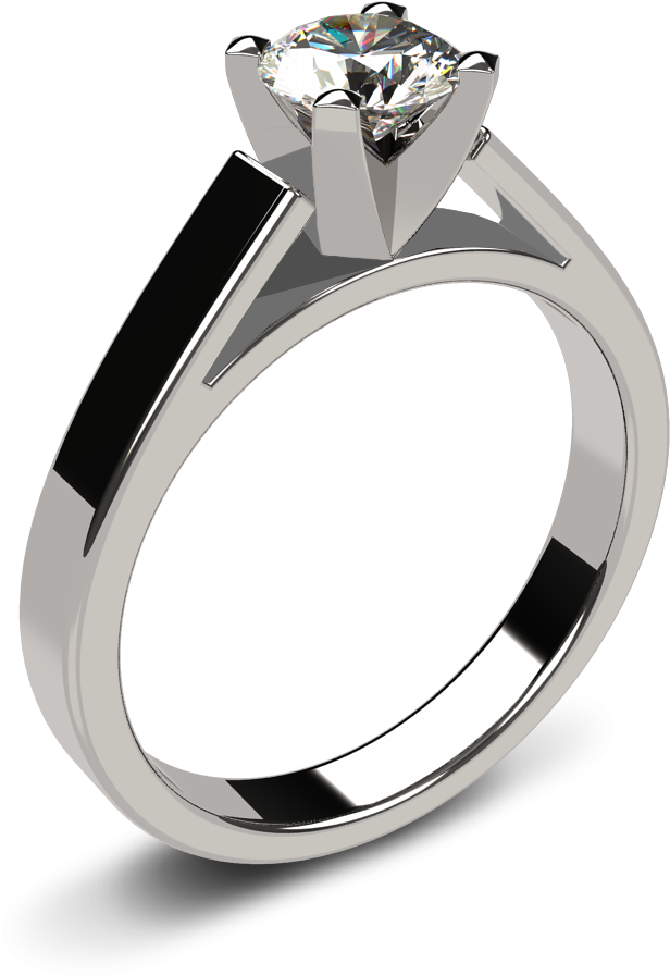 Download K White Gold Flat Edge Solitaire - Solitaire Diamond Rings ...