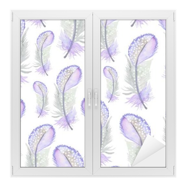 Download Watercolor Pattern With Feathers Window & Glass Sticker ...