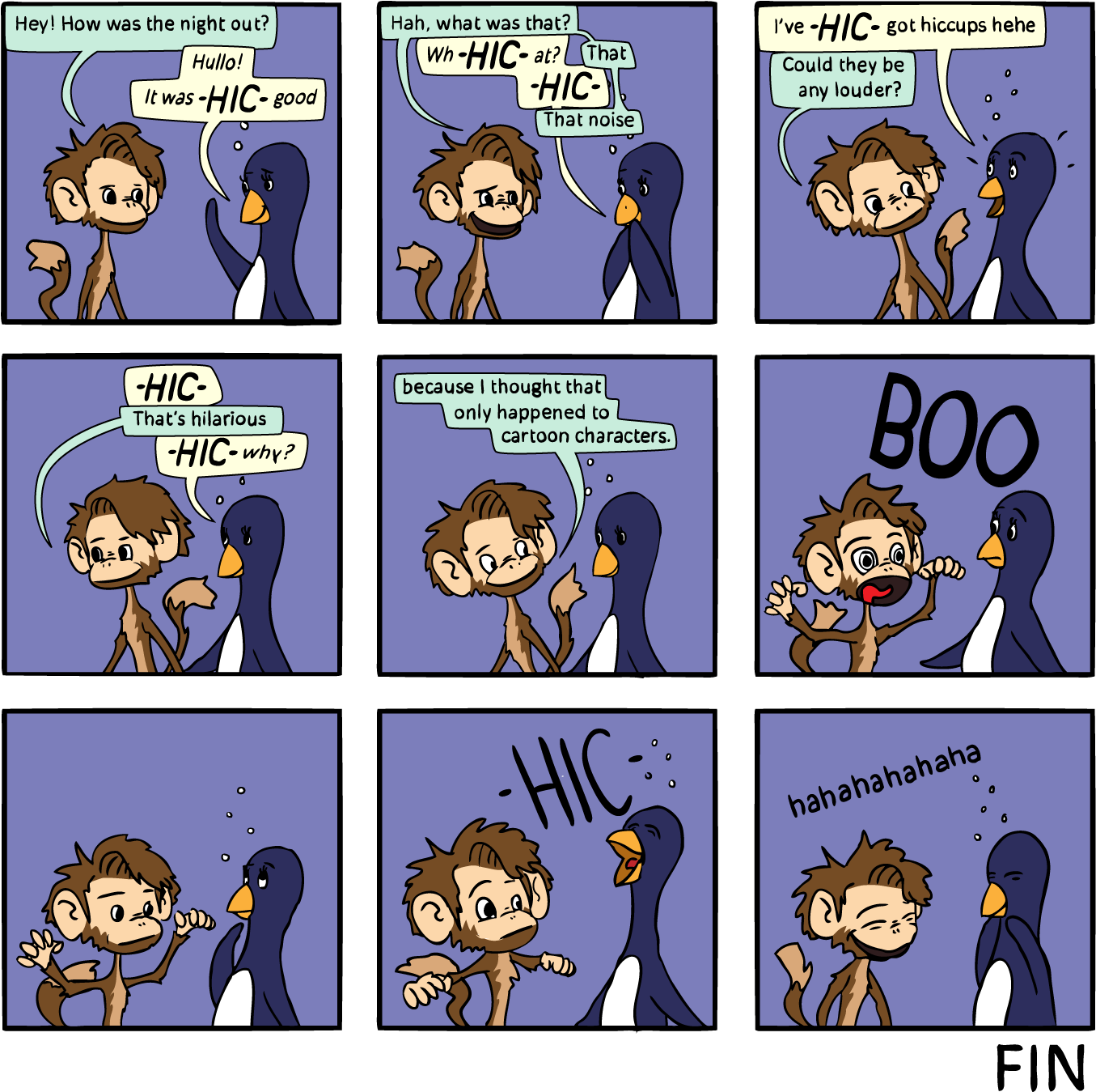 Download Monkey Loves Penguin - Hiccups Comics - Full Size PNG Image ...