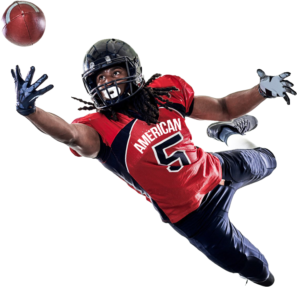 Download Transparent American Football Player Catching A Ball Png Image ...