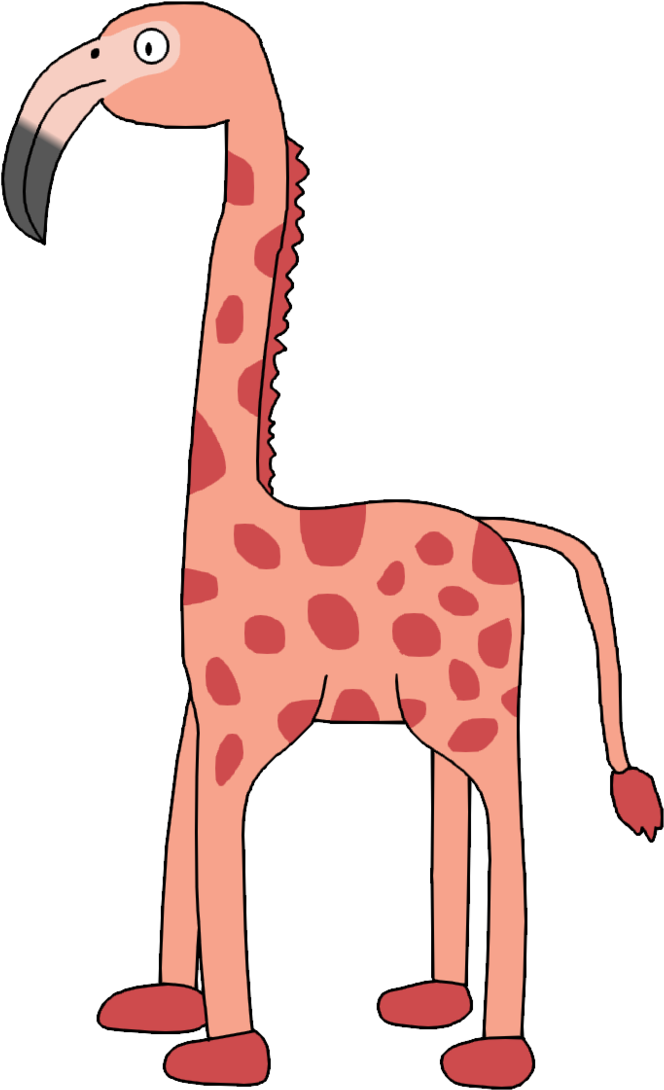 Download Flamingo Giraffe By K45mm D9ryxhs Mixed Animals - Drawing ...