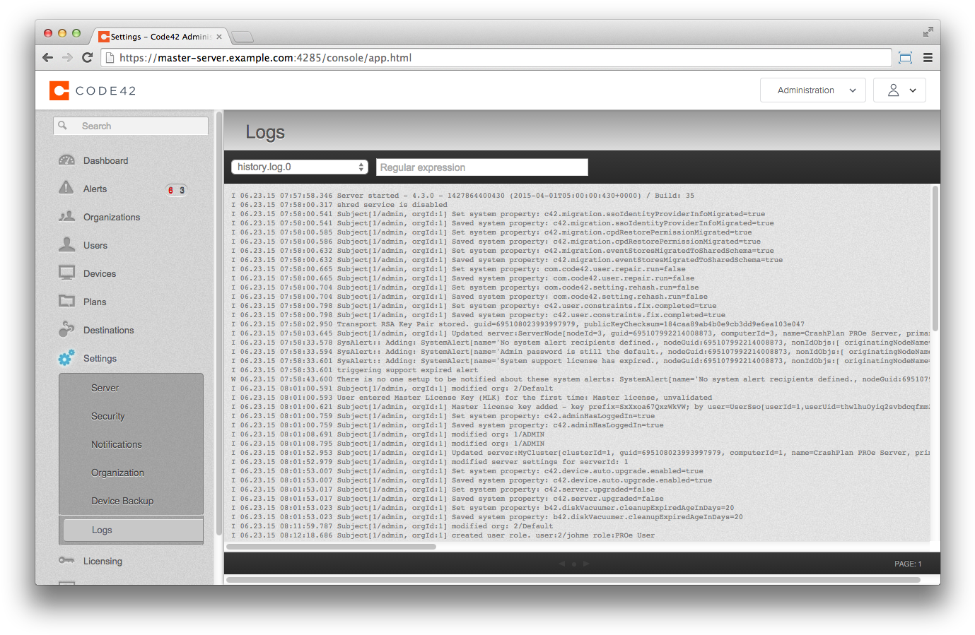 Download Administration Console Logs View - Logfile - Full Size PNG ...