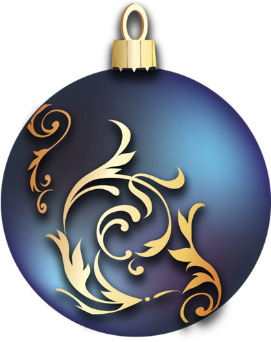 Download Merry Christmas Clipart Ball - Blue And Gold Ornament - Full ...
