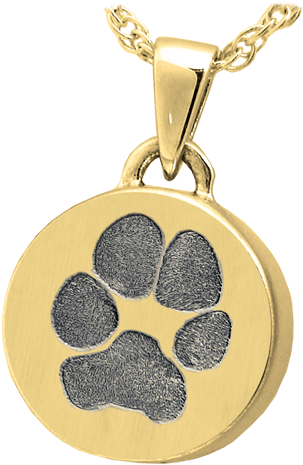 Download Round Paw Print Pendant, 14k Solid Yellow Or White - Locket ...