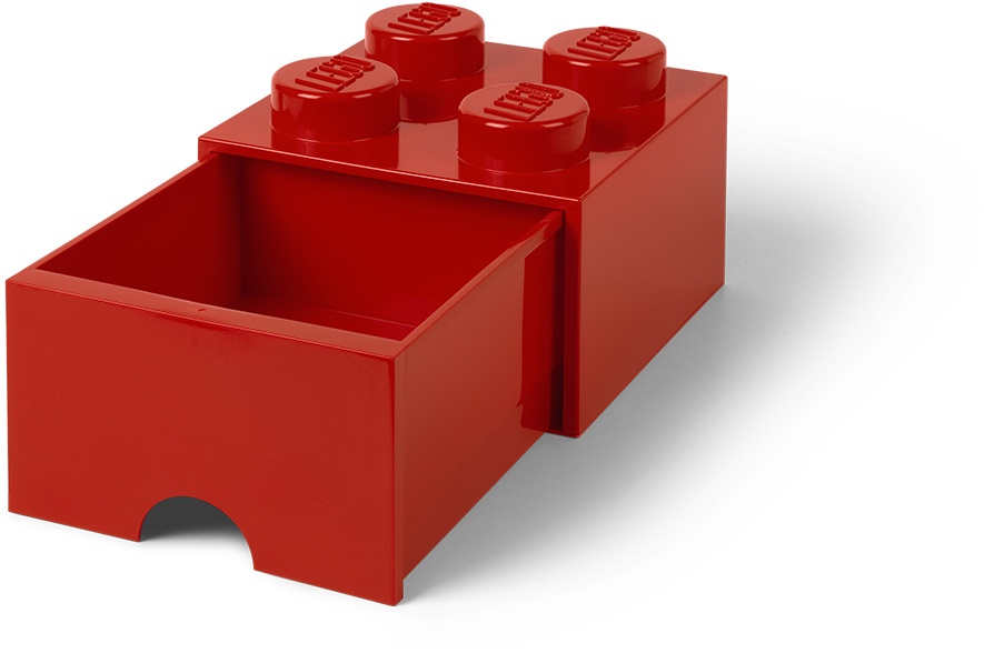 Download Lego Brick Drawers - Lego 4-stud Brick Drawer Red - Full Size ...
