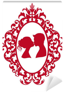 Download Kissing Couple In Antique Frame, Vector Wall Mural - Decal ...