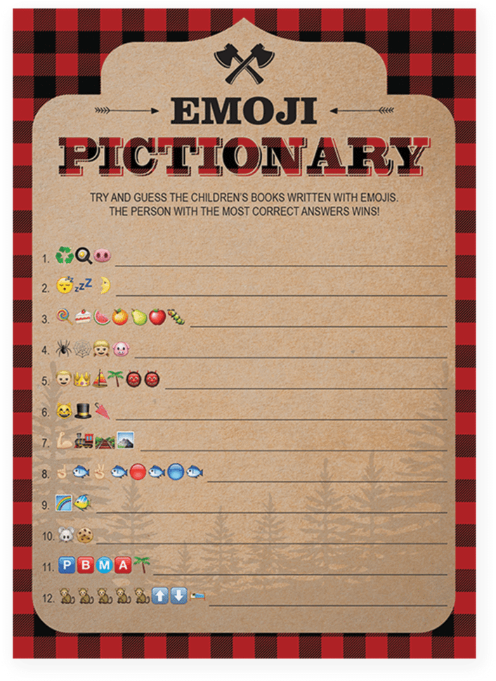 Download Lumberjack Shower Emoji Pictionary Printable By Littlesizzle ...