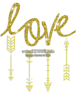 Download Gold Love Arrow Of Cupid Iron On Glitter Rhinestone ...